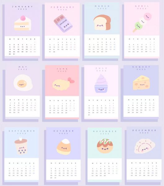 Cute 2023 Printable Calendars - Super Cute Kawaii!!