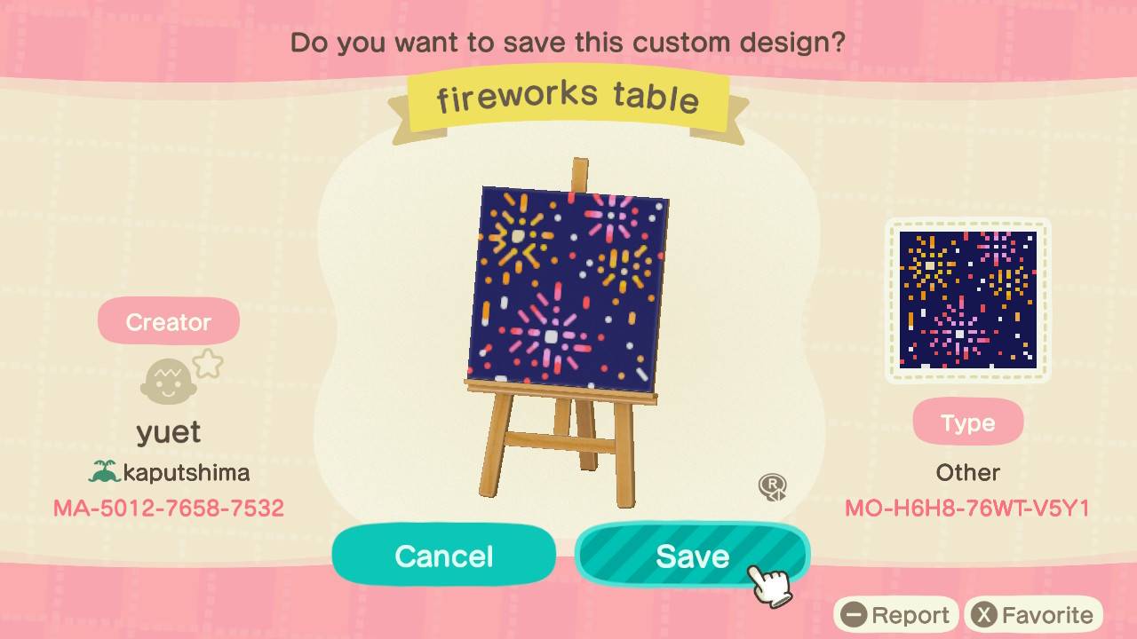Animal Crossing Custom Designs for Fireworks Festival - Super Cute Kawaii!!