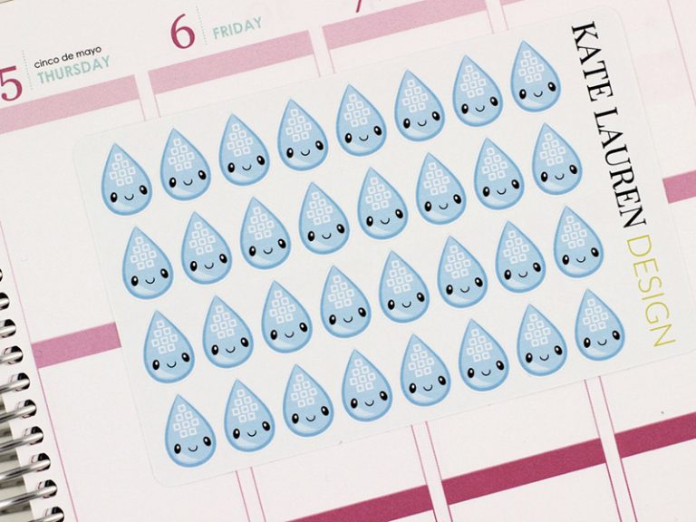 Kawaii Hydration Water Tracker Stickers - Super Cute Kawaii!!
