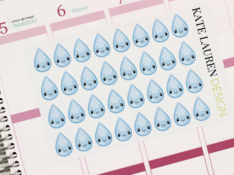 Kawaii Hydration Water Tracker Stickers - Super Cute Kawaii!!