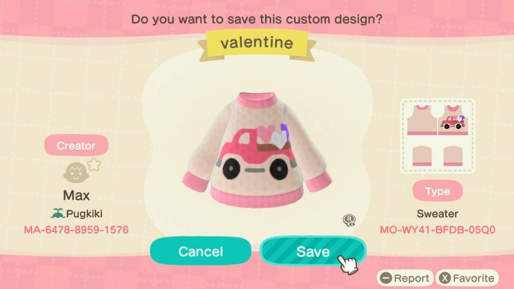 Cute Animal Crossing Custom Designs for Valentines - Super Cute Kawaii!!
