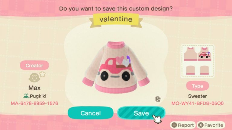 Cute Animal Crossing Custom Designs for Valentines - Super Cute Kawaii!!